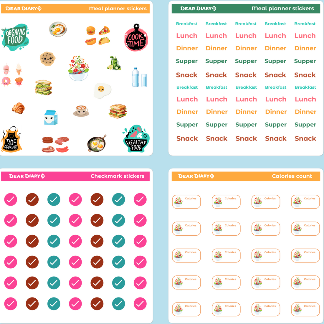 Meal planner stickers sheet - MPSH03 – DearDiary19